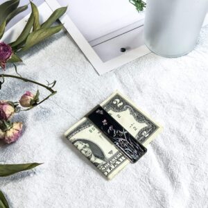 Mother of Pearl Money Clip Wallet Credit Card Slim Bussiness Card Stainless Steel Holder Noble Gift Collection (Orchid)