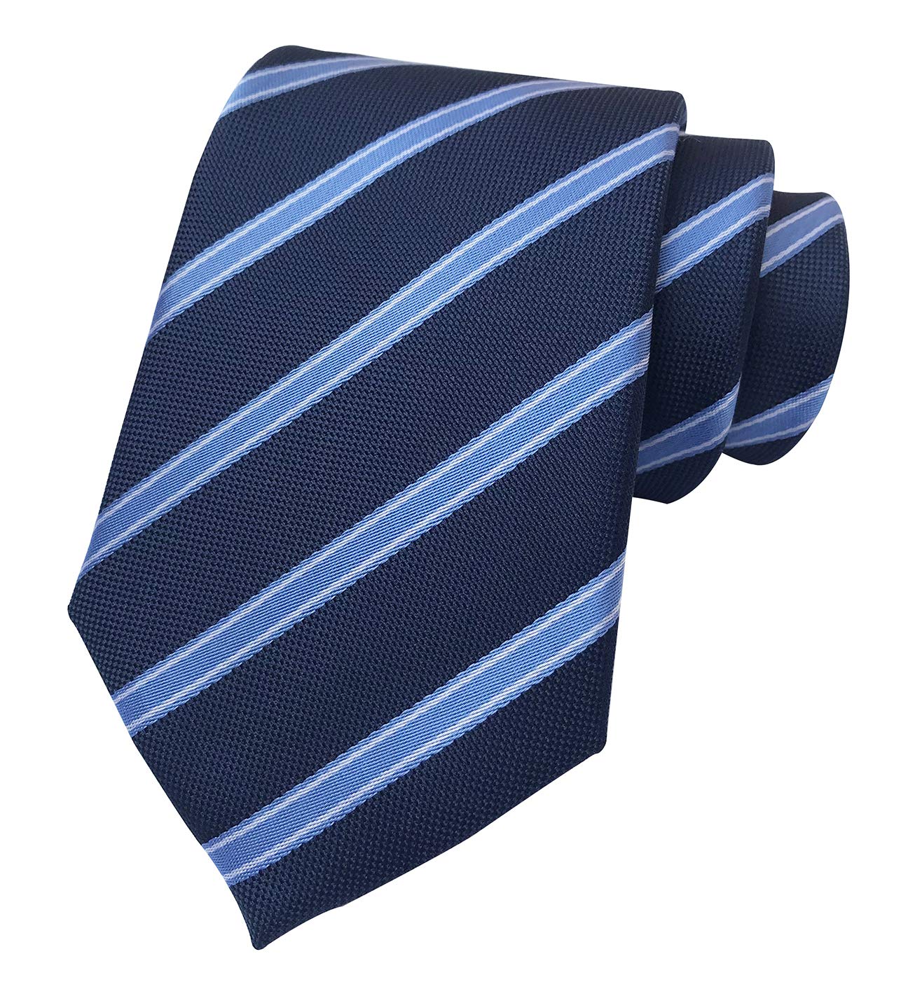 Men's Boys Navy Blue Geometric Striped Tie Trendy Patterned Fashion Casual Suit Necktie