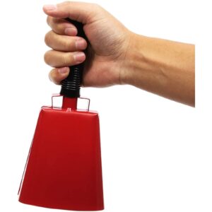 2 Pack 9.5-inch Cowbells for Sporting Events, Percussion Noise Makers with Handle for Football Games, Stadiums (Red)