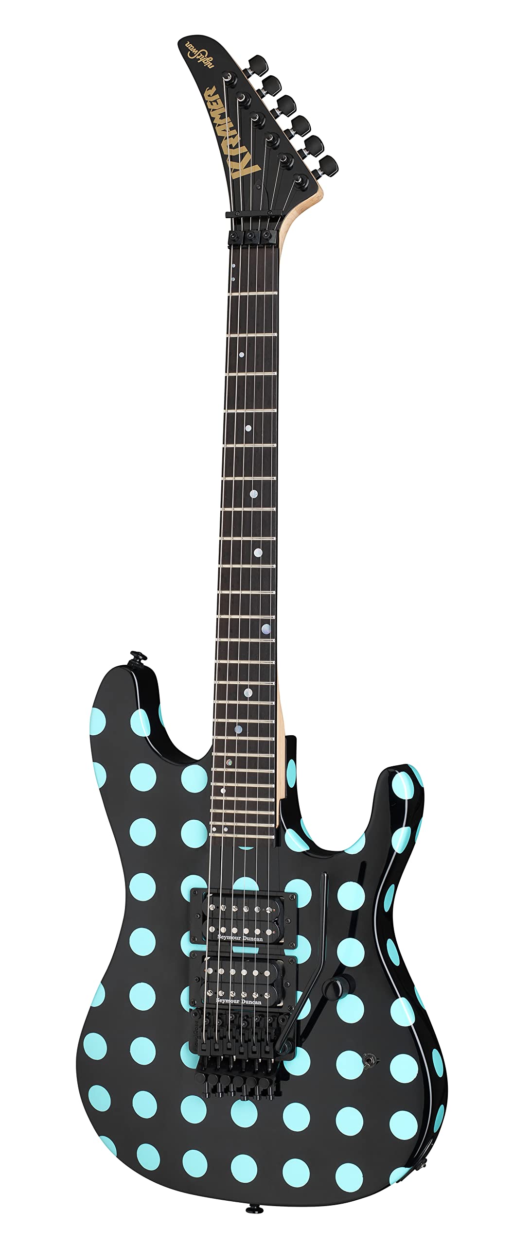 Kramer Nightswan Floyd Rose, Black with Blue Polka Dots