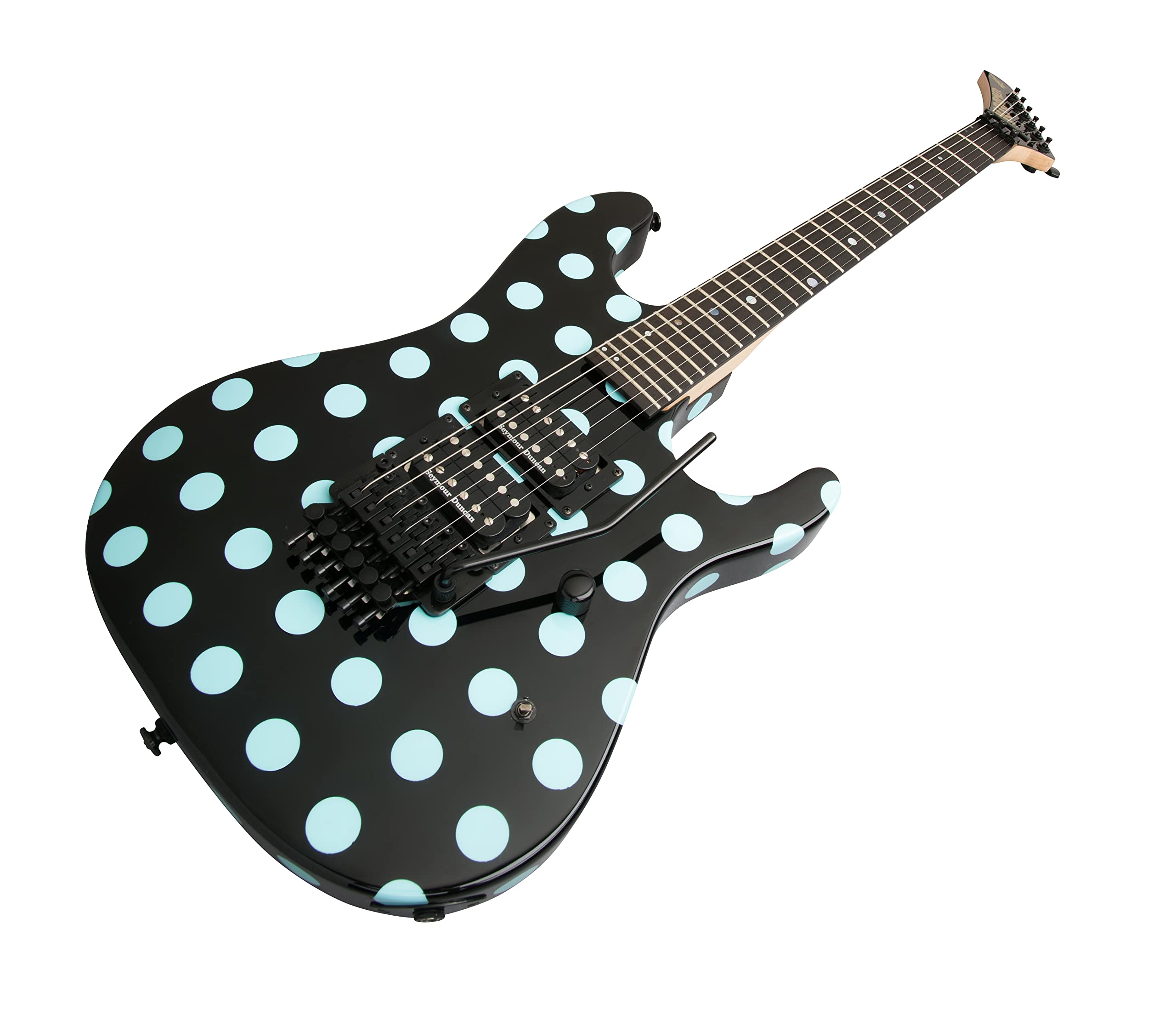 Kramer Nightswan Floyd Rose, Black with Blue Polka Dots