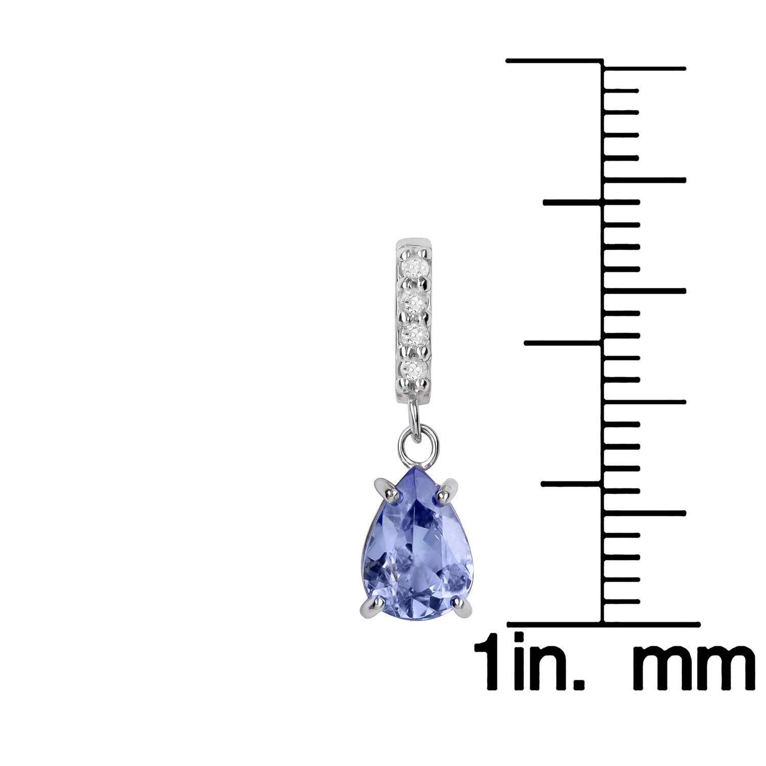 10k White Gold Genuine Pear-Shape Tanzanite and Diamond Drop Dangle Earrings