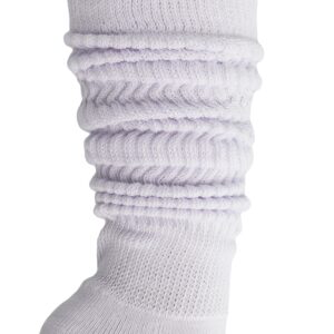 AWS/American Made Slouch Socks Cotton Scrunch Knee High Extra Long and Heavy Socks (White, 1)