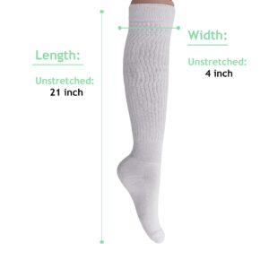 AWS/American Made Slouch Socks Cotton Scrunch Knee High Extra Long and Heavy Socks (White, 1)