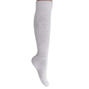 AWS/American Made Slouch Socks Cotton Scrunch Knee High Extra Long and Heavy Socks (White, 1)