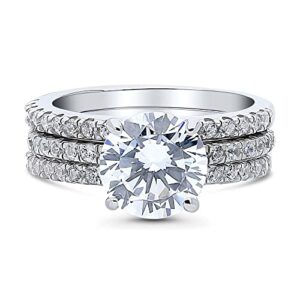 BERRICLE Sterling Silver Hidden Halo Wedding Engagement Rings Cubic Zirconia CZ Solitaire Ring Set for Women, Rhodium Plated Size 10