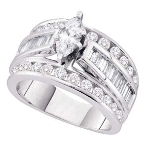 solid 14k white gold marquise diamond solitaire bridal wedding engagement ring band 1.00 ct. - size 5