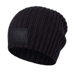 love your melon beanie for men & women black leather beanie, winter hats, cool beanies, 100% cotton made lined knit warm thick skully