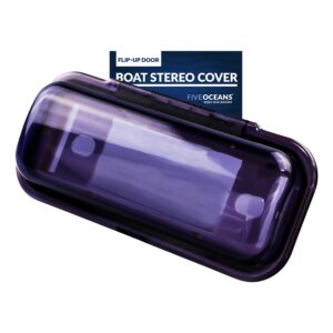 five oceans fo-2234-1 marine radio cover, water resistant heavy-duty boat stereo cover with flip-up door & spring loaded release