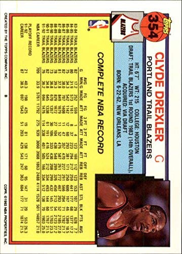 1992-93 Topps #354 Clyde Drexler NBA Basketball Trading Card