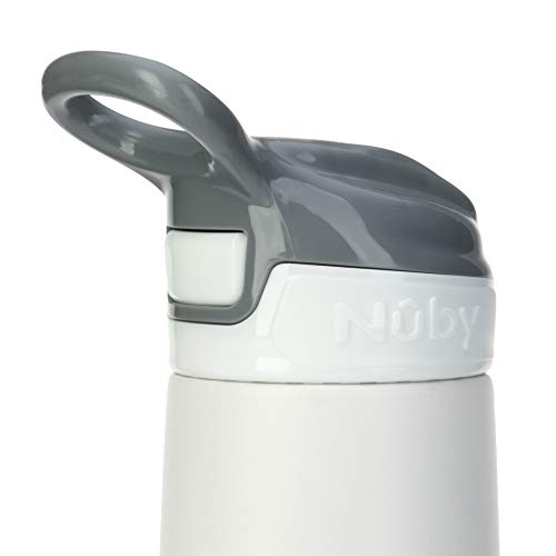 Nuby Thirsty Kids No Spill Flip-It Reflex Stainless Steel Travel Cup or Water Bottle - 10 Oz - 18+ Months - White