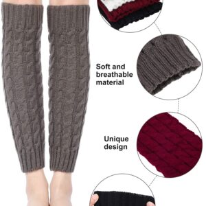 SATINIOR 4 Pairs Women Knit Leg Warmers Knitted Crochet Long Boot Socks for Winter, 4 Colors