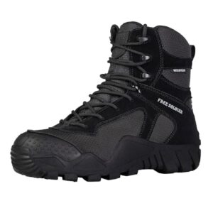 free soldier men's waterproof hiking boots tactical work boots outdoor lightweight military boots(black 10)