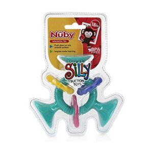 Nuby Silly Three Prong Interactive Suction Toy with Colorful Rings, Aqua