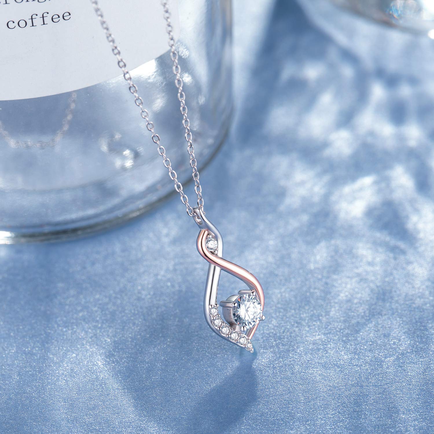 MISSLAN Necklaces for Women 925 Sterling Silver Necklace Jewelry for Women Infinity Love Pendant CZ Diamond Necklace Women Jewelry Mother's Day Valentine's Day Birthday for Mom Women Wife Her