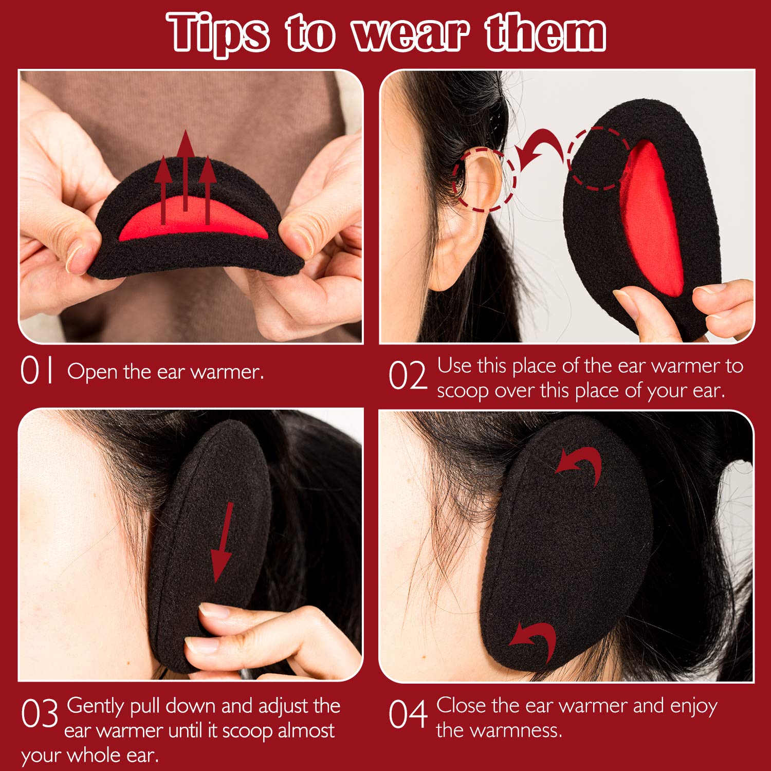 Whaline 3 Pairs Ear Warmers Bandless Ear Muffs Unisex for Winter Outdoors (Dark Color, M)