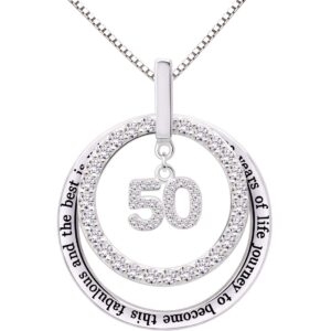 alov jewelry sterling silver 50th birthday it took 50 years of life journey to become this fabulous and the best is yet to come cubic zirconia pendant necklace