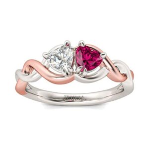 jeulia 1.5 carat twisted rings for women 925 sterling silver wedding rings with ruby stone 14k rose gold plated cubic zirconia engagement rings anniversary promise romantic jewelry gift (9)