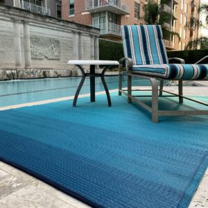 Fab Habitat Outdoor Rug - Waterproof, Fade Resistant, Crease-Free - Premium Recycled Plastic - Ombre - Large Patio, Deck, Sunroom, Camping, RV - Big Sur - Teal - 6 x 9 ft