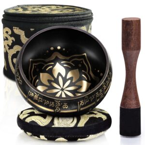 tibetan singing bowl set – authentic hand-tuned sound bowl for meditation – complete meditation bowl kit with cushion, mallet, box & guide – perfect tibetan bell for yoga, relaxation, & sound healing