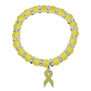 cenwa yellow awareness bracelet yellow rhinestone ribbon charm cancer awareness jewelry gift for endometriosis/bladder cancer/suicide prevention/bone cancer (yellow awareness br)