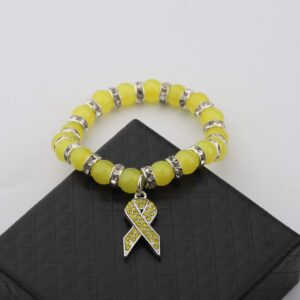 CENWA Yellow Awareness Bracelet Yellow Rhinestone Ribbon Charm Cancer Awareness Jewelry Gift for Endometriosis/Bladder Cancer/Suicide Prevention/Bone Cancer (Yellow Awareness Br)