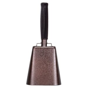 7 in. steel cowbell/noise makers with handles. cheering bell for sporting, football games, events. large solid school hand bells. cowbells. percussion musical instrument. cow bell alarm (copper)