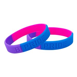 fundraising for a cause 50 pack bisexual gay pride silicone bracelets - purple/blue/pink bi pride flag rubber wristbands