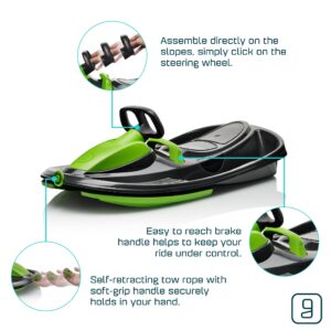 Gizmo Riders Stratos Snow Sled for Kids 2 Person Steerable Snow Bobsled, Kids Sled, Toddler Sled for Ages 3 and Up, Plastic Sled with Brake & Anti-Slip Seat, Racing Sleds for Kids, Holds 250 lbs