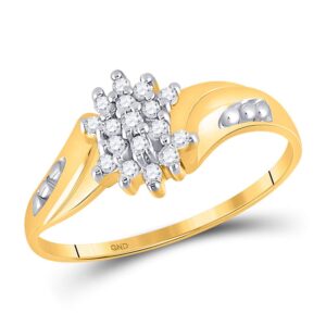 the diamond deal 10kt yellow gold womens round diamond cluster ring 1/8 cttw