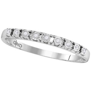 the diamond deal 10kt white gold womens round diamond illusion-set band 1/20 cttw