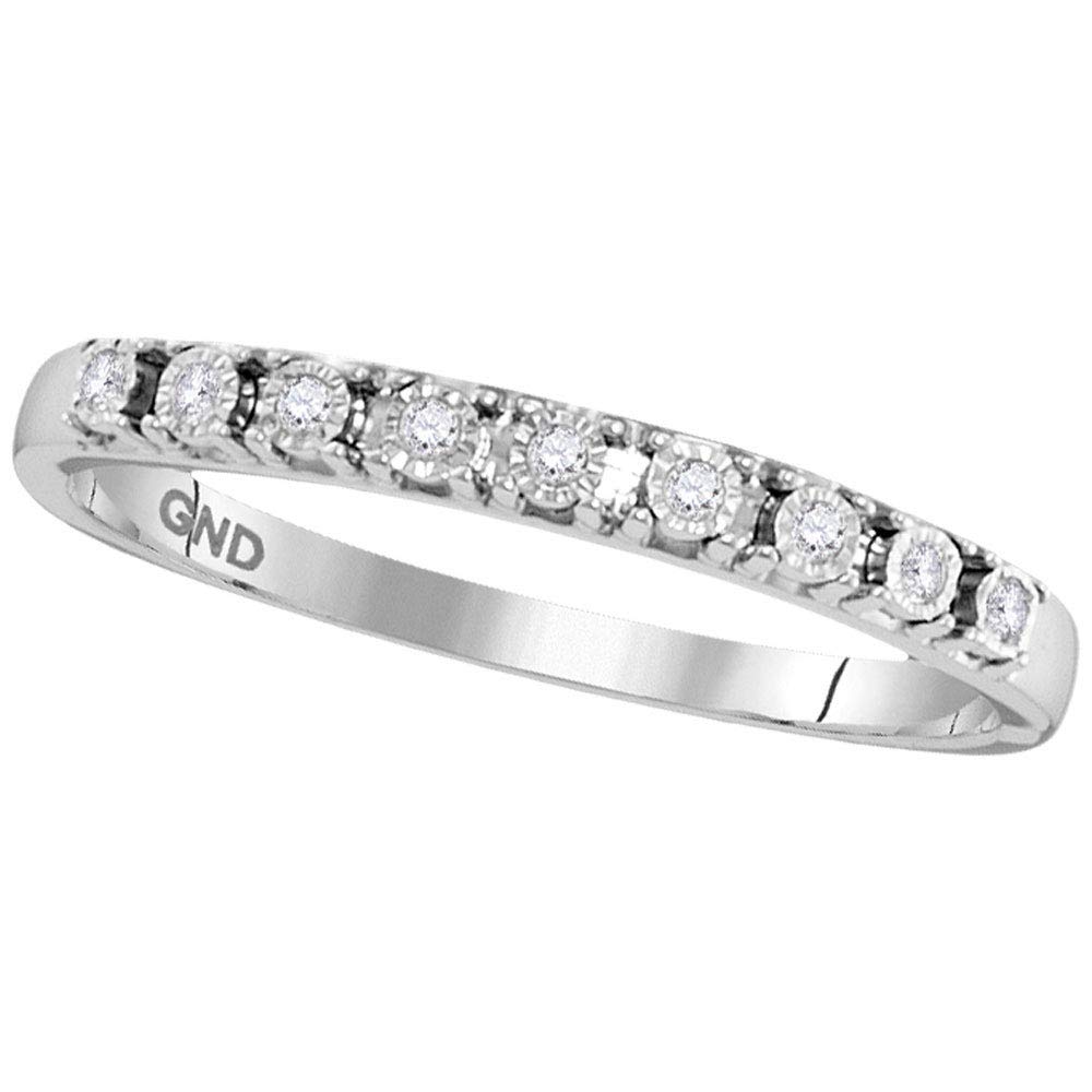 The Diamond Deal 10kt White Gold Womens Round Diamond Illusion-set Band 1/20 Cttw