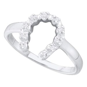 the diamond deal 14kt white gold womens round diamond simple lucky horseshoe ring 1/20 cttw