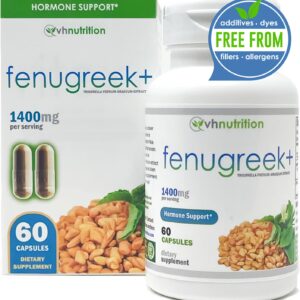 VH Nutrition Fenugreek+ | Fenugreek Capsules for Women | 1400mg Lactation Supplement* | Extra Strength Mother's Breastfeeding Support Formula* | Easy to Swallow 60 Capsules