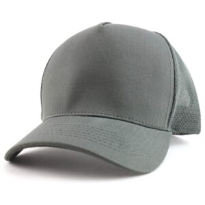 trendy apparel shop oversized big 5 panel cotton mesh back trucker baseball cap - dark grey