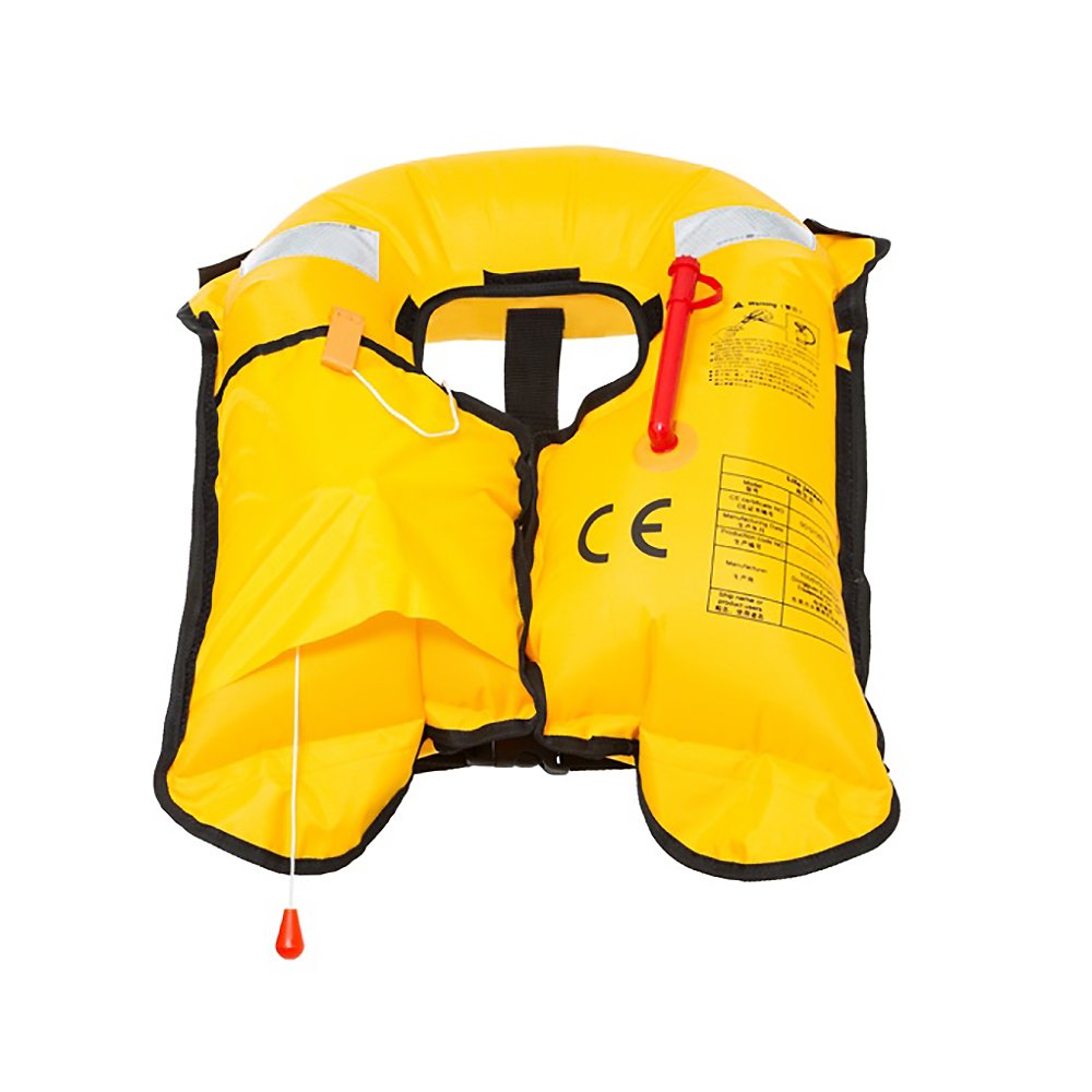 Top Safety Adult Life Jacket with Whistle - Manual Version Inflatable Lifejacket Life Vest Preserver PFD for Boating Fishing Sailing Kayaking Surfing Paddling Swimming - Adjustable Life Saving Vest