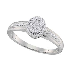 the diamond deal 10kt white gold womens round diamond cluster bridal wedding engagement ring 1/6 cttw