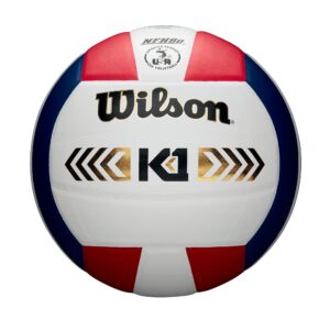 wilson k1 gold indoor volleyball - official size, red/white/navy