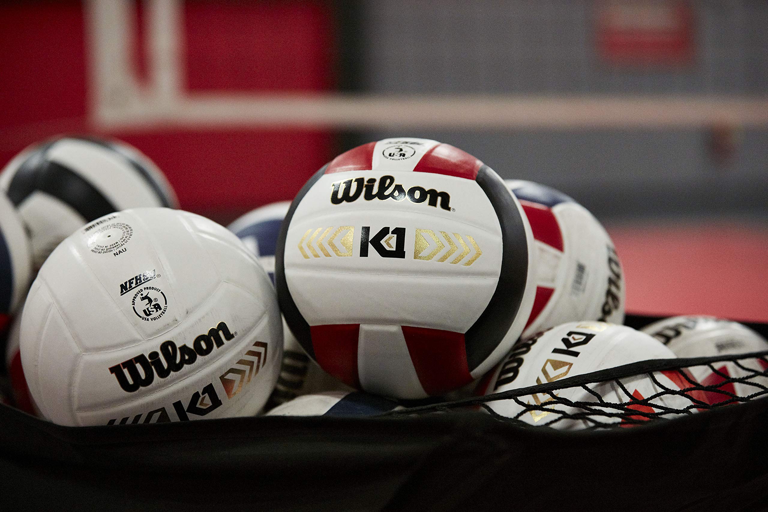 Wilson K1 Gold Indoor Volleyball - Official Size, Red/White/Navy