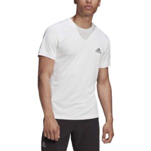 adidas mens tennis freelift t-shirt aeroready white/grey x-small