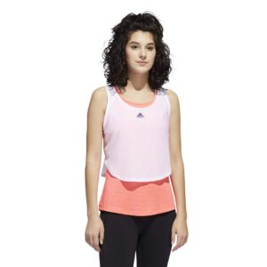 adidas womens tech crop white/signal pink large