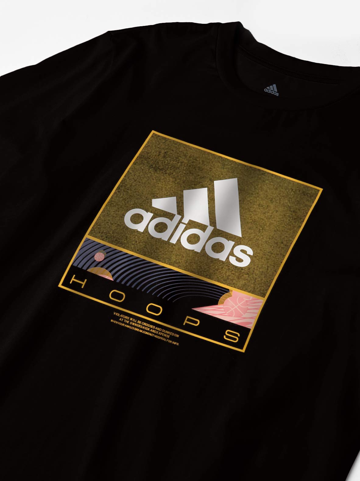 adidas mens Future Hoops Graphic Tee Black Medium