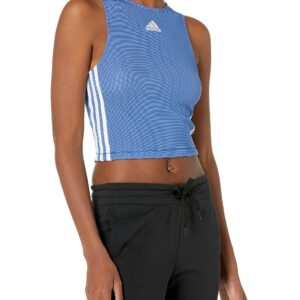 adidas womens Zippable Ribbed Tank Top Team Royal Blue Large