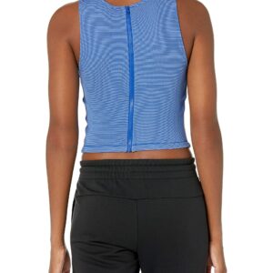 adidas womens Zippable Ribbed Tank Top Team Royal Blue Large