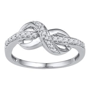 the diamond deal 10kt white gold womens round diamond infinity ring 1/6 cttw