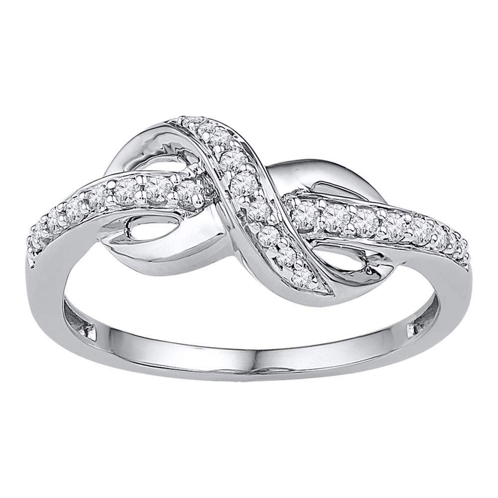 The Diamond Deal 10kt White Gold Womens Round Diamond Infinity Ring 1/6 Cttw