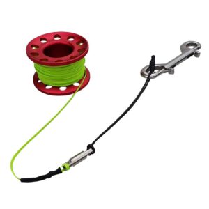 tongina underwater scuba diving finger spool dive reel & 15m line, compact & durable, red