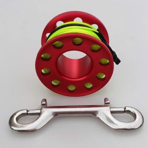 Tongina Underwater Scuba Diving Finger Spool Dive Reel & 15m Line, Compact & Durable, red