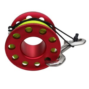 Tongina Underwater Scuba Diving Finger Spool Dive Reel & 15m Line, Compact & Durable, red