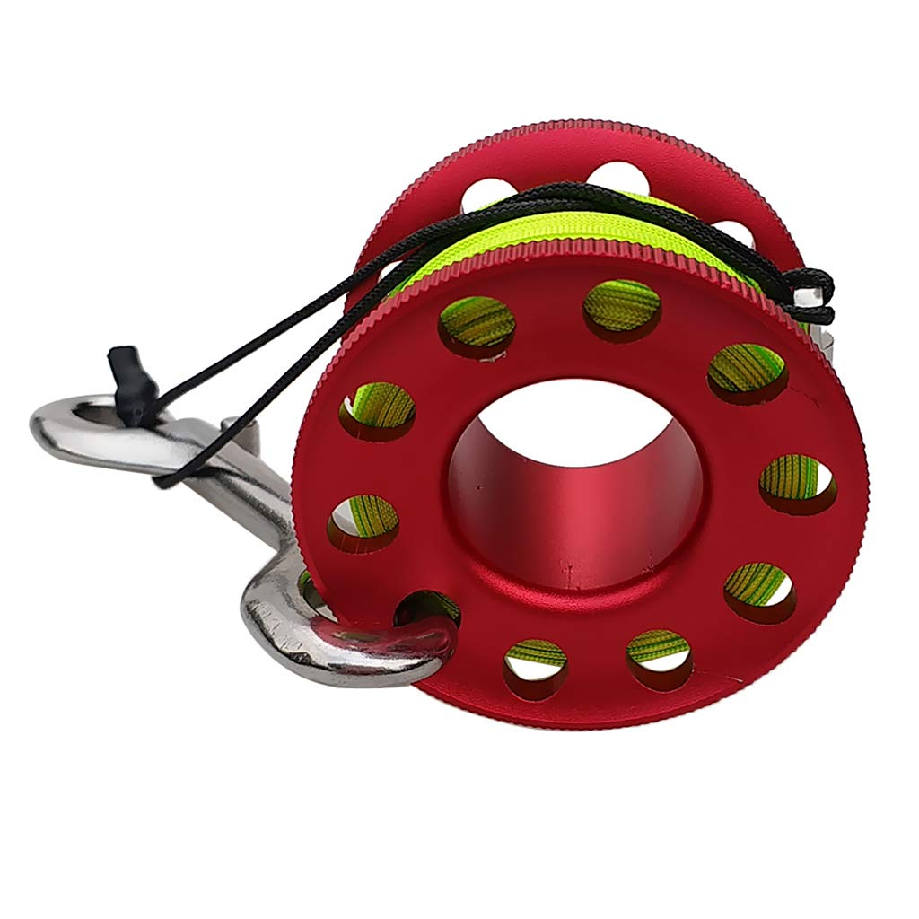 Tongina Underwater Scuba Diving Finger Spool Dive Reel & 15m Line, Compact & Durable, red